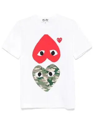 Play Comme Des Garcon Heart-patch T-shirt - White