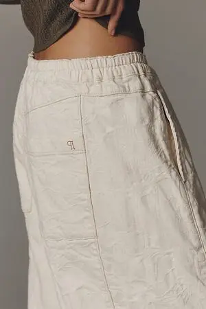 PILCRO Izzie Relaxed Jacquard Barrel Pants - Natural