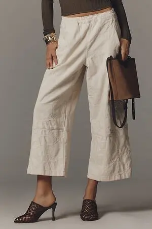 PILCRO Izzie Relaxed Jacquard Barrel Pants - Natural