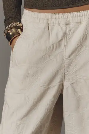 PILCRO Izzie Relaxed Jacquard Barrel Pants - Natural