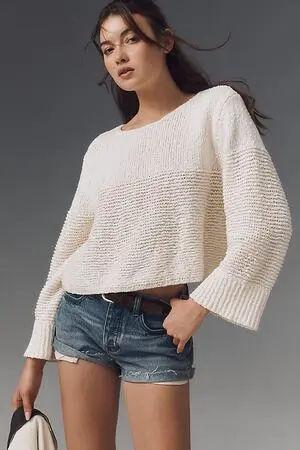 PILCRO Textured Boat-Neck Pullover Sweater Ivory