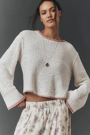 PILCRO Textured Boat-neck Pullover Sweater - Pink Pattern