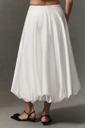 MARE MARE Satin Bubble Maxi Skirt - White