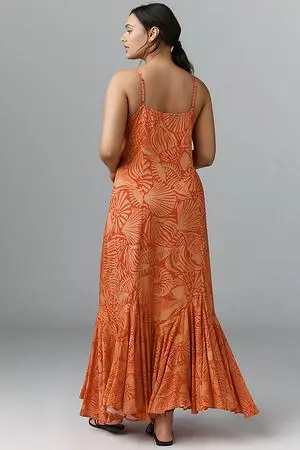 CONDITIONS APPLY Ellianna Ruffled Slip Maxi Dress - Orange Pattern