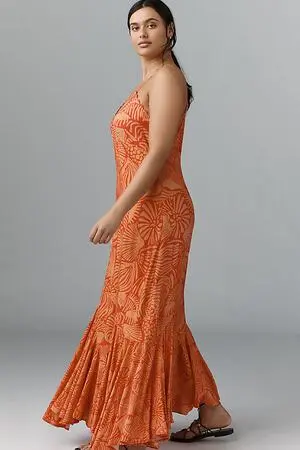 CONDITIONS APPLY Ellianna Ruffled Slip Maxi Dress - Orange Pattern