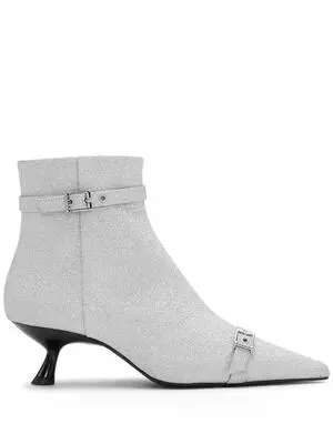 GANNI Eyelet-detail Glitter Ankle Boots