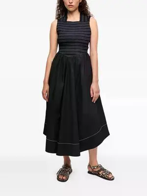GANNI Smocked Dress - Black