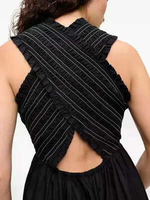 GANNI Smocked Dress - Black