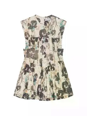 GANNI Floral-print Dress - Neutrals