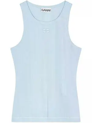 GANNI Logo-embroidered Tank Top