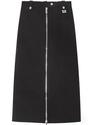 GANNI Zip-up Midi Skirt - Black