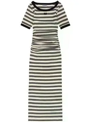 GANNI Striped T-shirt Dress - Black
