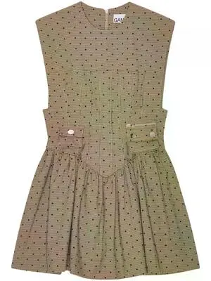 GANNI Polka Dot-print Mini Dress - Neutrals