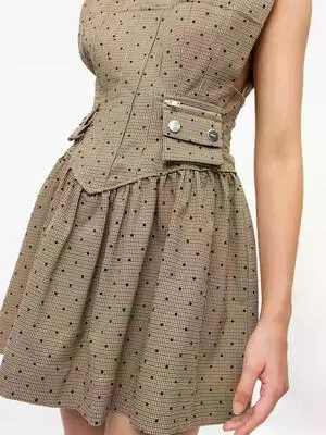 GANNI Polka Dot-print Mini Dress - Neutrals