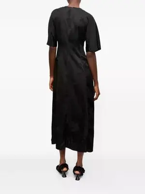 GANNI Floral-jacquard Dress - Black