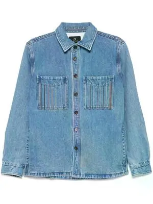 Paul Smith Stripe-embroidered Shirt Jacket - Blue