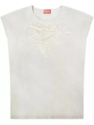 DIESEL® S-rub-sl Ripped-detailing T-shirt - Grey