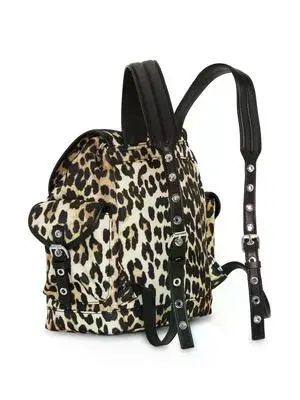 GANNI Leopard Print Backpack - Brown