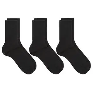 ROTOTO Organic Daily Ribbed Crew Sock 3 Pack - Black