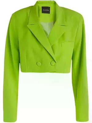 ACTUALEE Cropped Blazer - Green