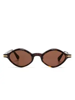 CARTIER Geometric-frame Sunglasses - Brown