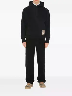 Burberry Cotton Check Label Hoodie - Black