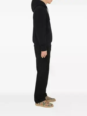 Burberry Cotton Check Label Hoodie - Black