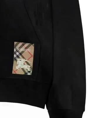 Burberry Cotton Check Label Hoodie - Black