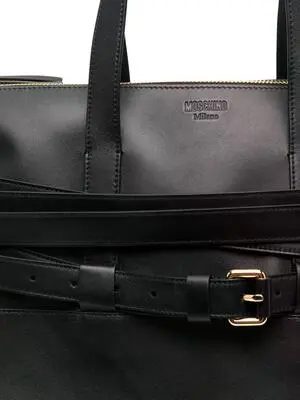 Moschino Leather Holdall - Black
