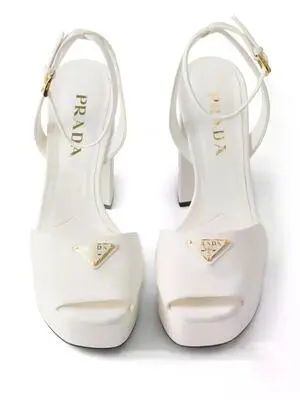 Prada Platform Leather Sandals - White
