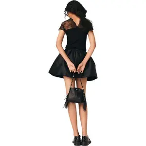 Maje Jersey Top With Lace Trim