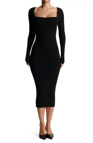 Naked Wardrobe Long Sleeve Midi Dress