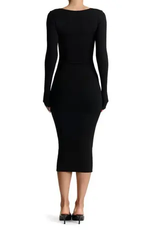 Naked Wardrobe Long Sleeve Midi Dress