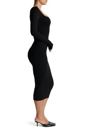Naked Wardrobe Long Sleeve Midi Dress