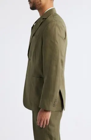 Nordstrom Henrik Trim Fit Solid Italian Linen Suit Separate Jacket - Olive Ivy