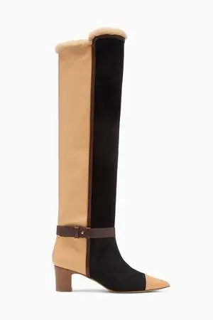 Ulla Johnson Kiki Patchwork Over-the-knee Boots - Almond Mixte