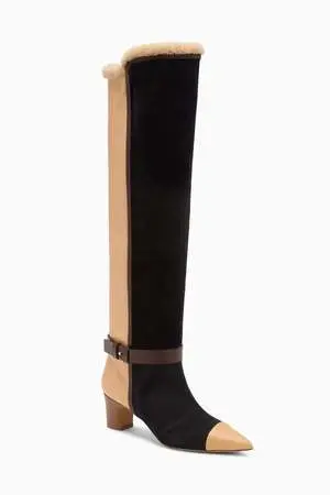 Ulla Johnson Kiki Patchwork Over-the-knee Boots - Almond Mixte