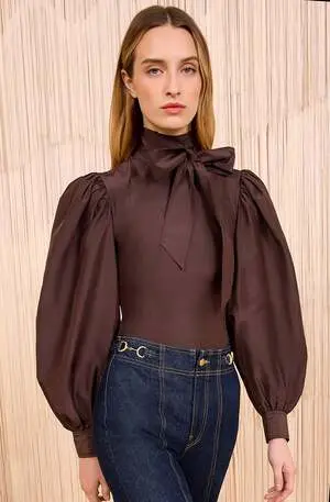 Ulla Johnson Giorgia Silk Neck Tie Blouse