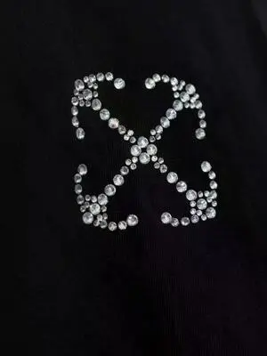 Off-White Jewelled-logo Cropped T-shirt - Black