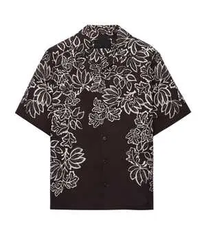 Prada Cotton Printed Bowling Shirt - Brown