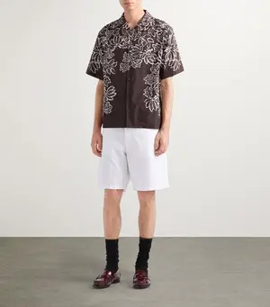 Prada Cotton Printed Bowling Shirt - Brown