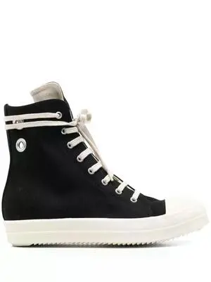 Rick Owens Eyelet-detail High-top Sneakers - Black