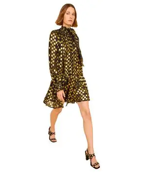 Ulla Johnson Loretta Silk Lurex Dot Mini Dress - Obsidian