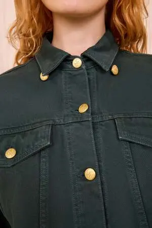 Ulla Johnson Agata Denim Cape Jacket - Hunter