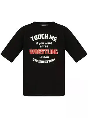 Dsquared2 Slogan-print Cotton T-shirt - Black