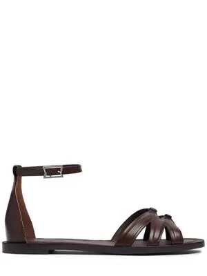 Max Mara MAX MARA 10mm Doubleflat Leather Sandals - Brown