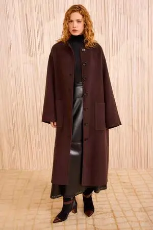 Ulla Johnson Double Faced Wool Oversized Coat - Sable