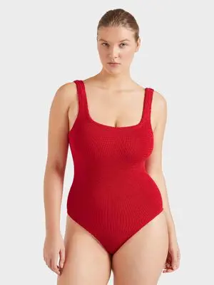 Hunza G Coverage Square Neck Swimsuit - Crinkle Red