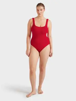 Hunza G Coverage Square Neck Swimsuit - Crinkle Red