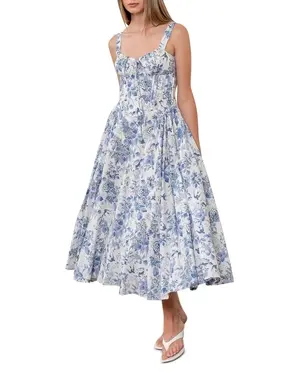 Moon River Floral Print Midi Dress